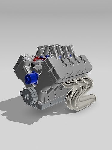 Billet Coyote Engine with 8 throttle ITBs intake 3D model 3D printable ...