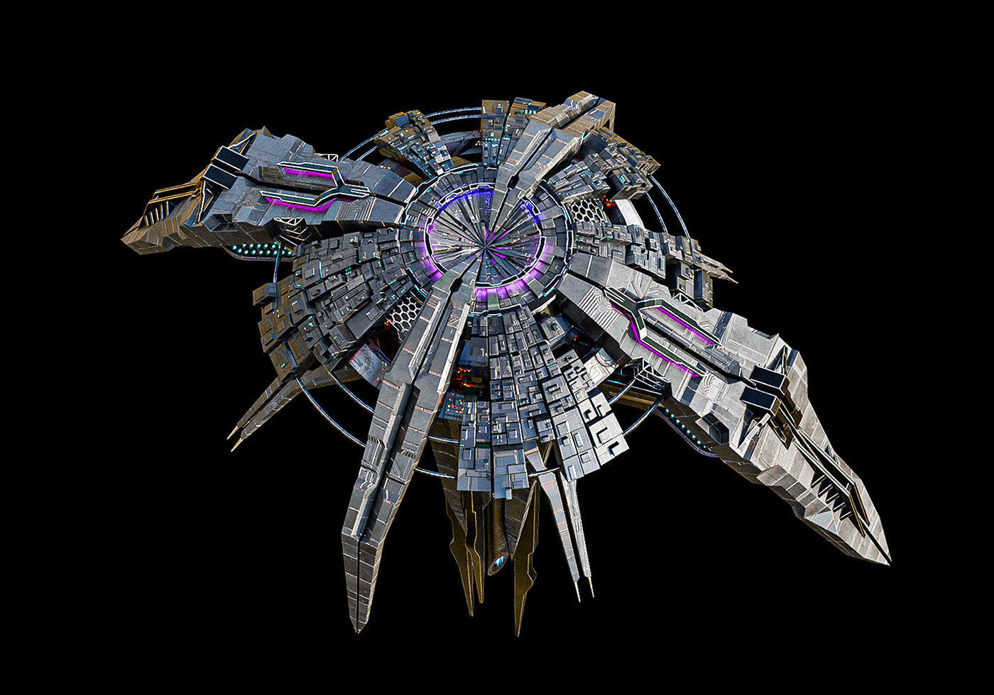 3D model Spaceship Sci-Fi Umbrella Mothership Lowpoly VR / AR / low ...