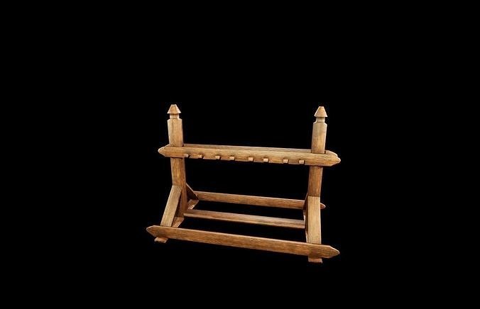 3D model Wooden Weapon Rack VR / AR / low-poly | CGTrader