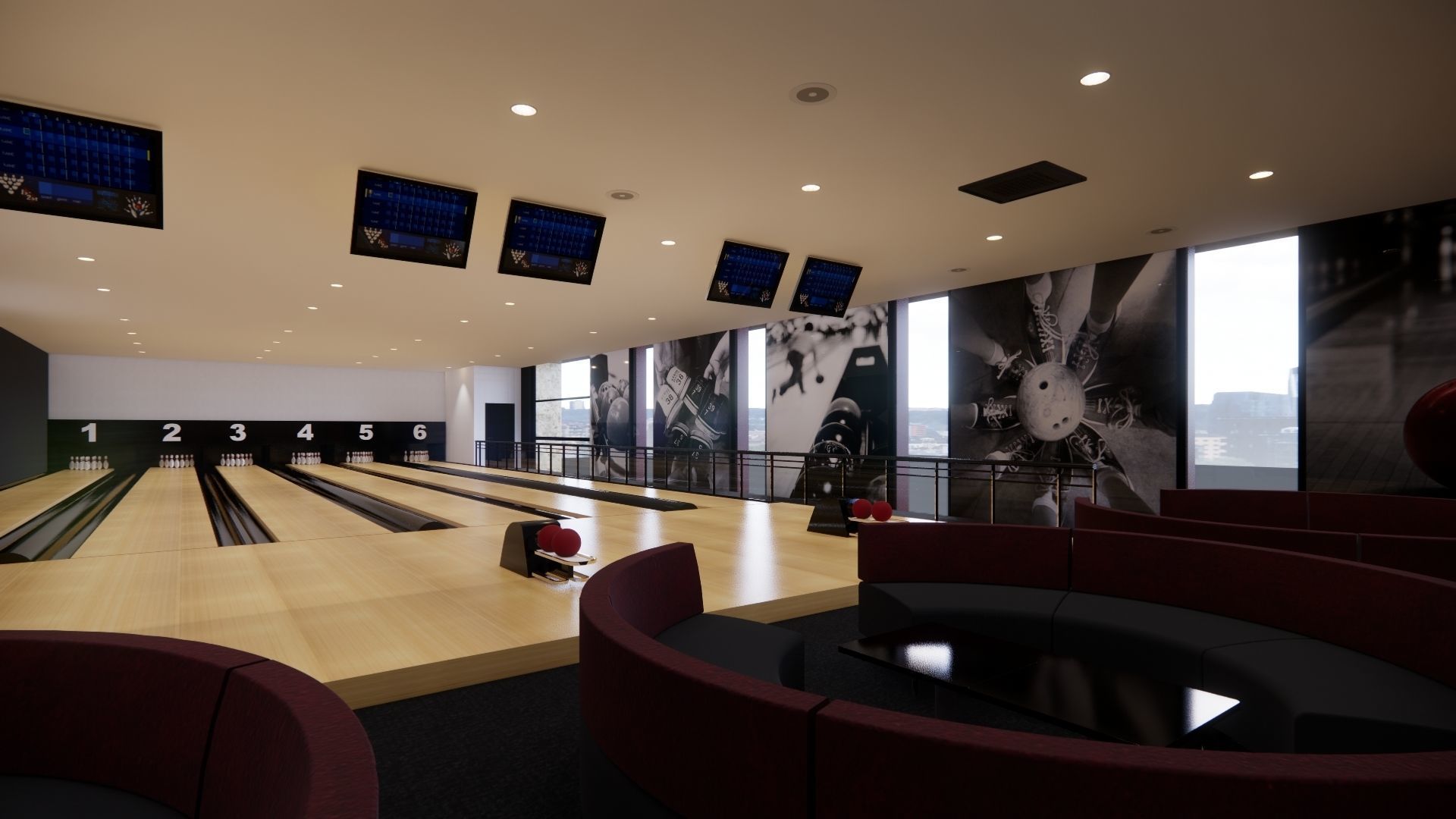 CINEMA ARCADE AND BOWLING ALLEY DESIGN 3D model rigged | CGTrader