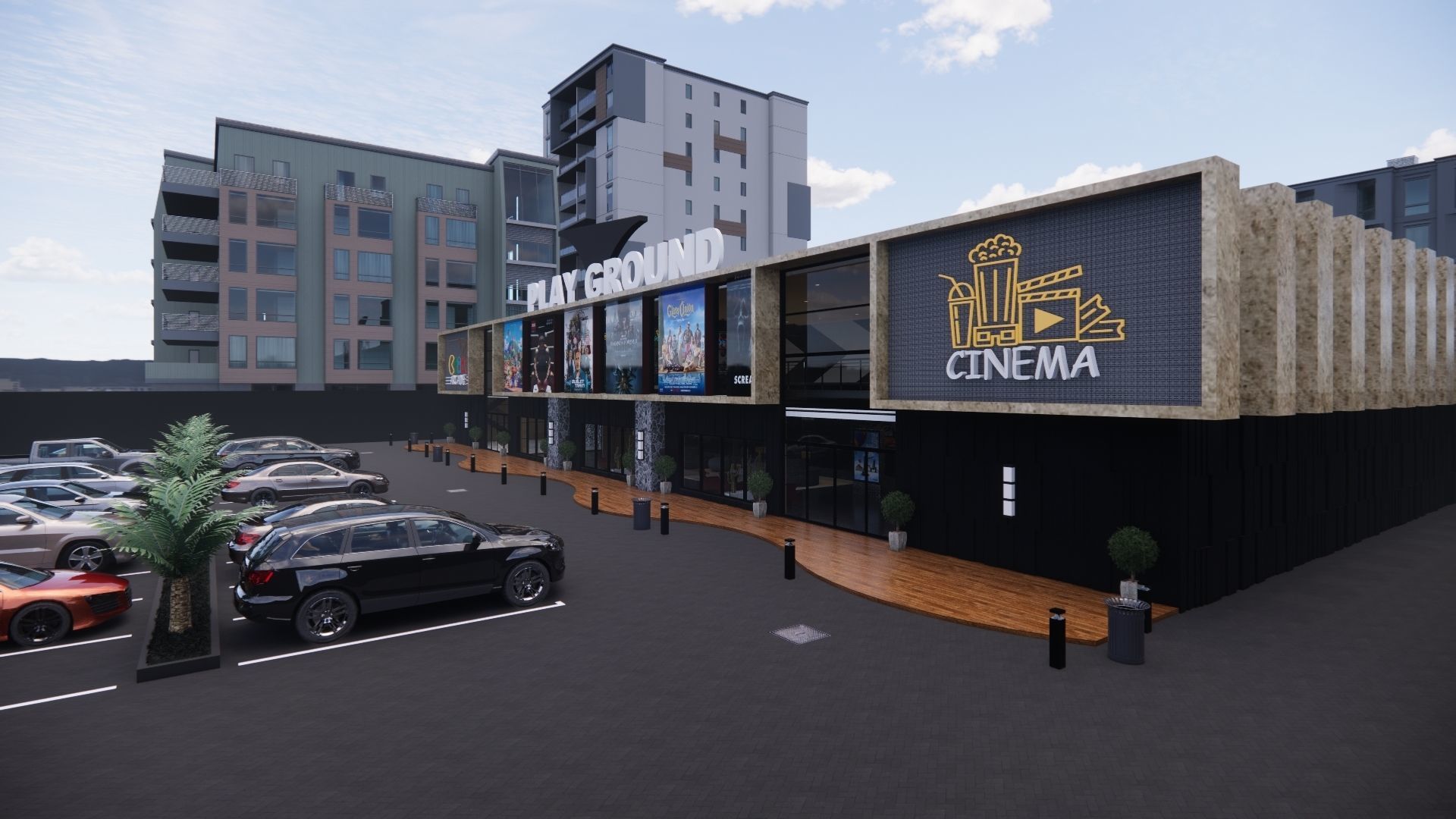 CINEMA ARCADE AND BOWLING ALLEY DESIGN 3D model rigged | CGTrader