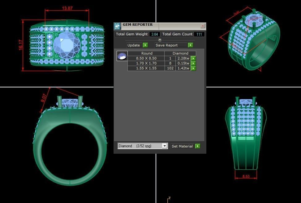 Diamond Man Ring Cad MR 72 3D model 3D printable | CGTrader