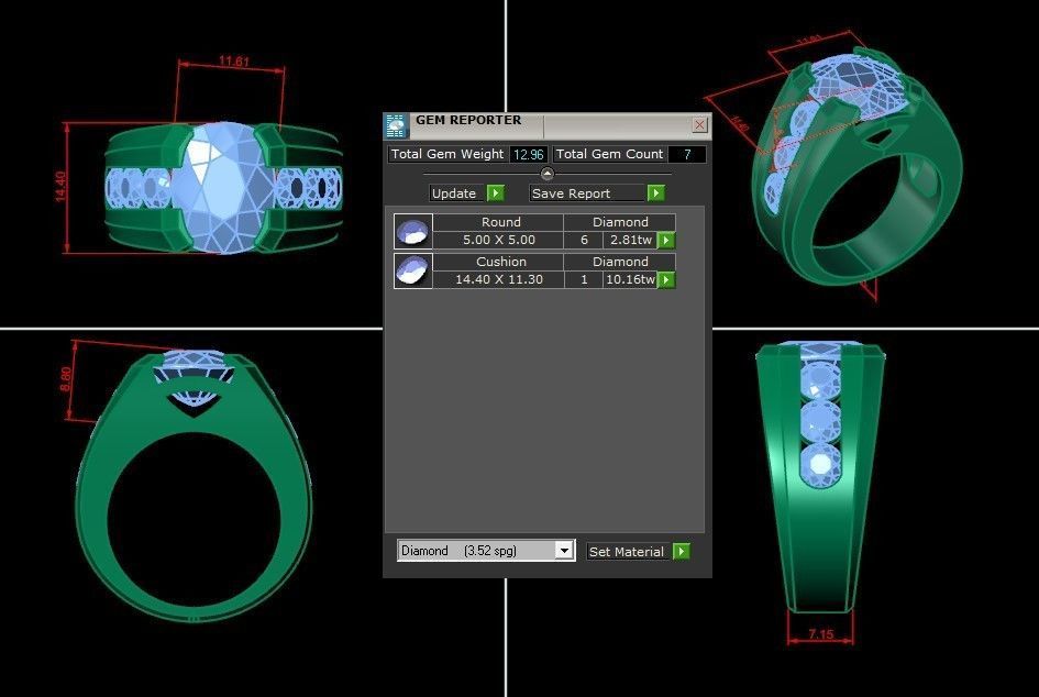 Diamond Man Ring Cad MR 61 3D model 3D printable | CGTrader