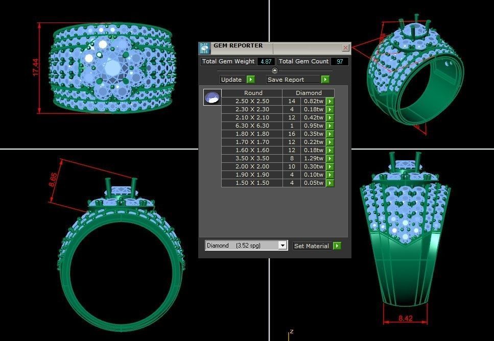 Diamond Man Ring Cad MR 30 3D model 3D printable | CGTrader