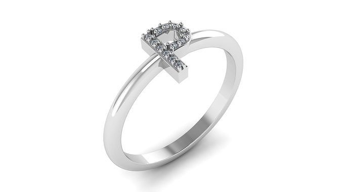 Alphabet Diamond Letters Rings P 3D model 3D printable | CGTrader