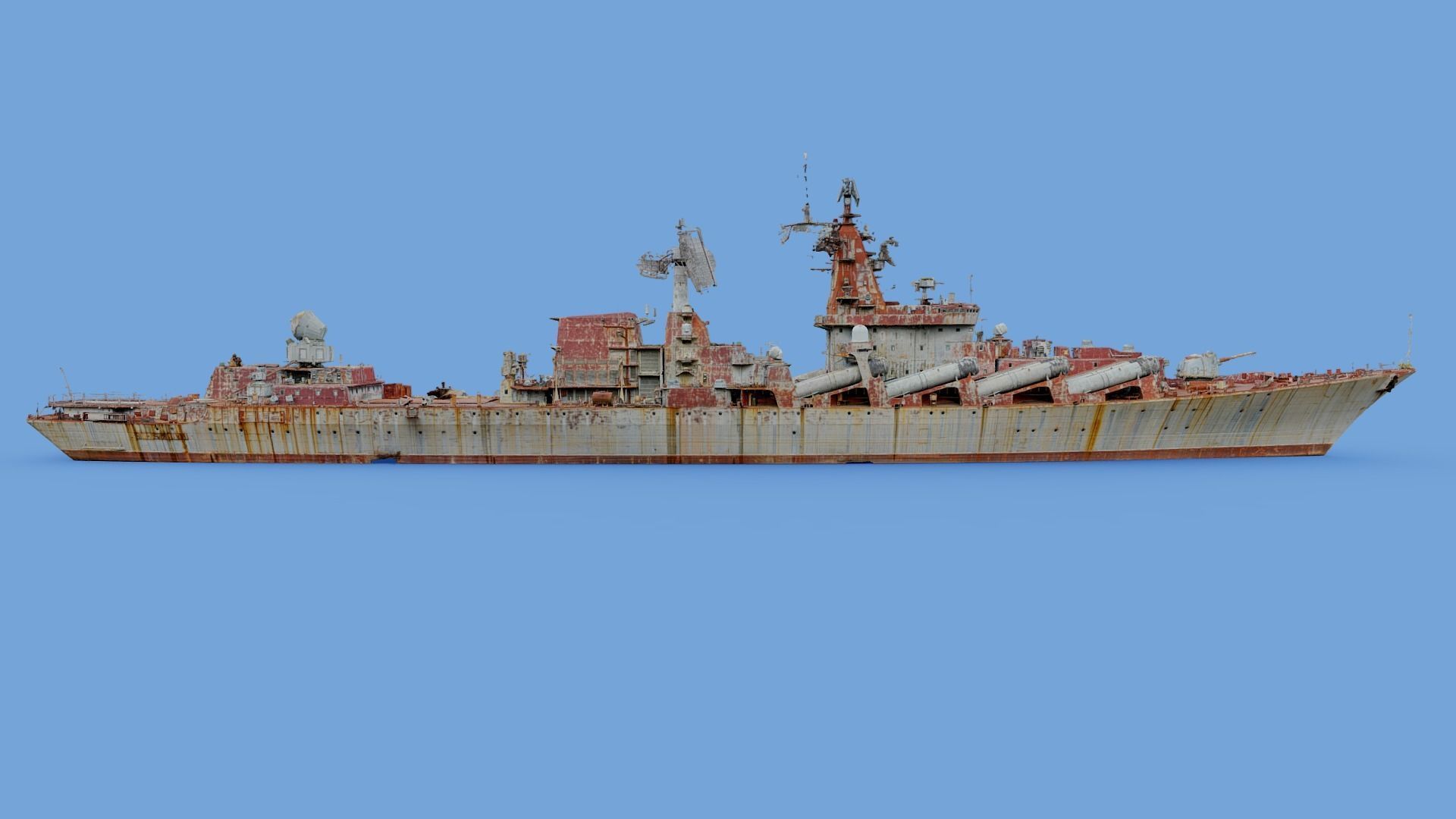 Cruiser Ukraina Ukraine - copy of Moskva Moskow ship - real scan 3D ...