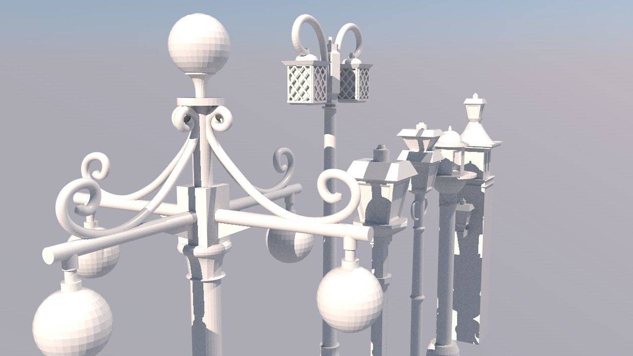 Historic light pole 3D model 3D printable | CGTrader