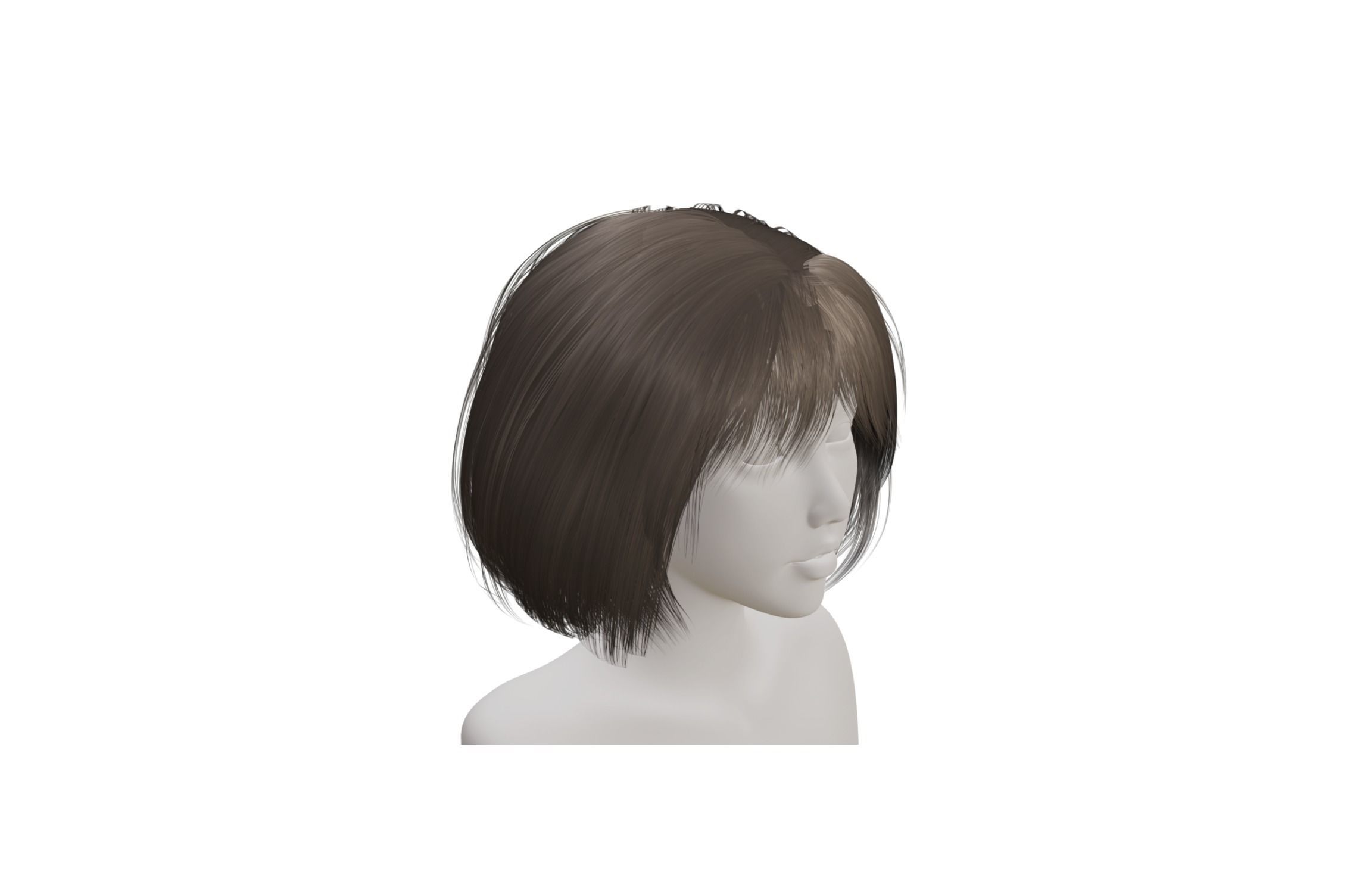 3D model Realistic Woman Bob hairstyle Hair cards VR / AR / low-poly ...