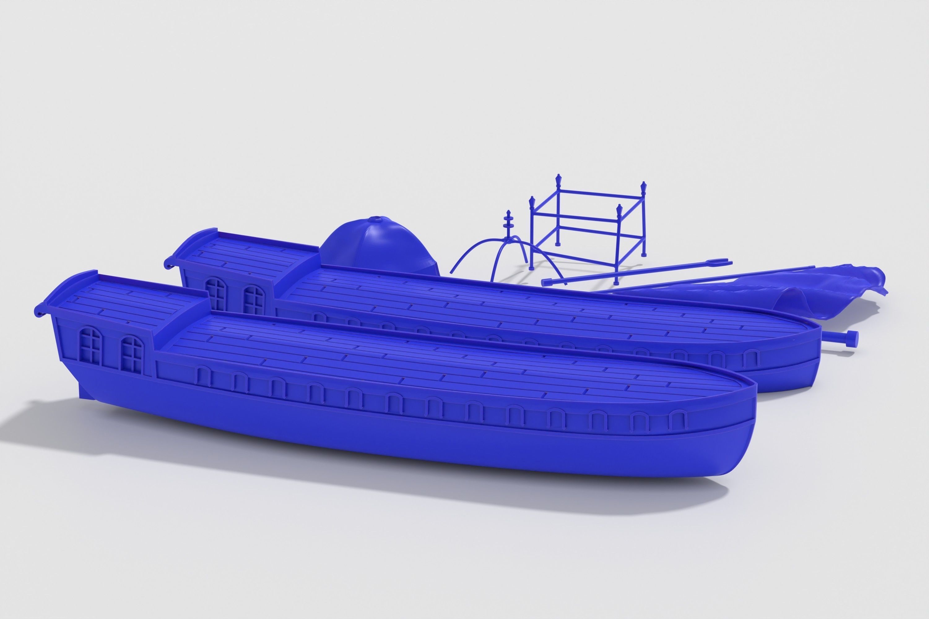 Vintage dutch river barge 3d print - two hulls 3D model 3D printable ...