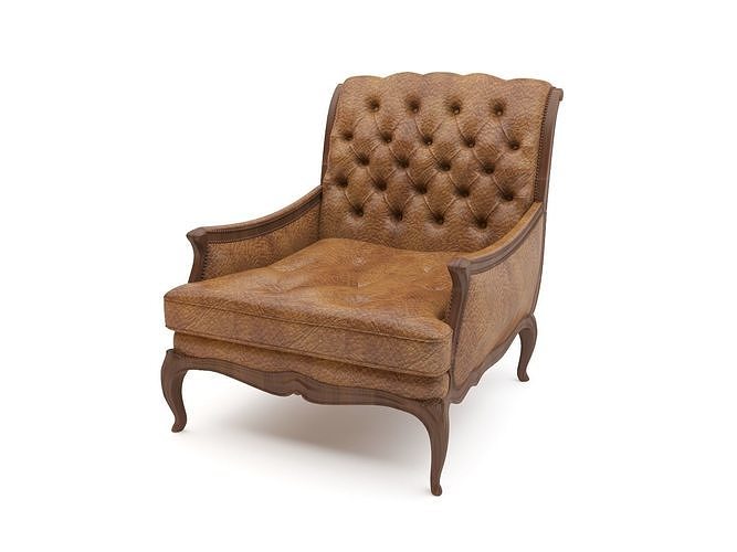 Traditional Style Leather Carved Chair 3d Model 3D model | CGTrader