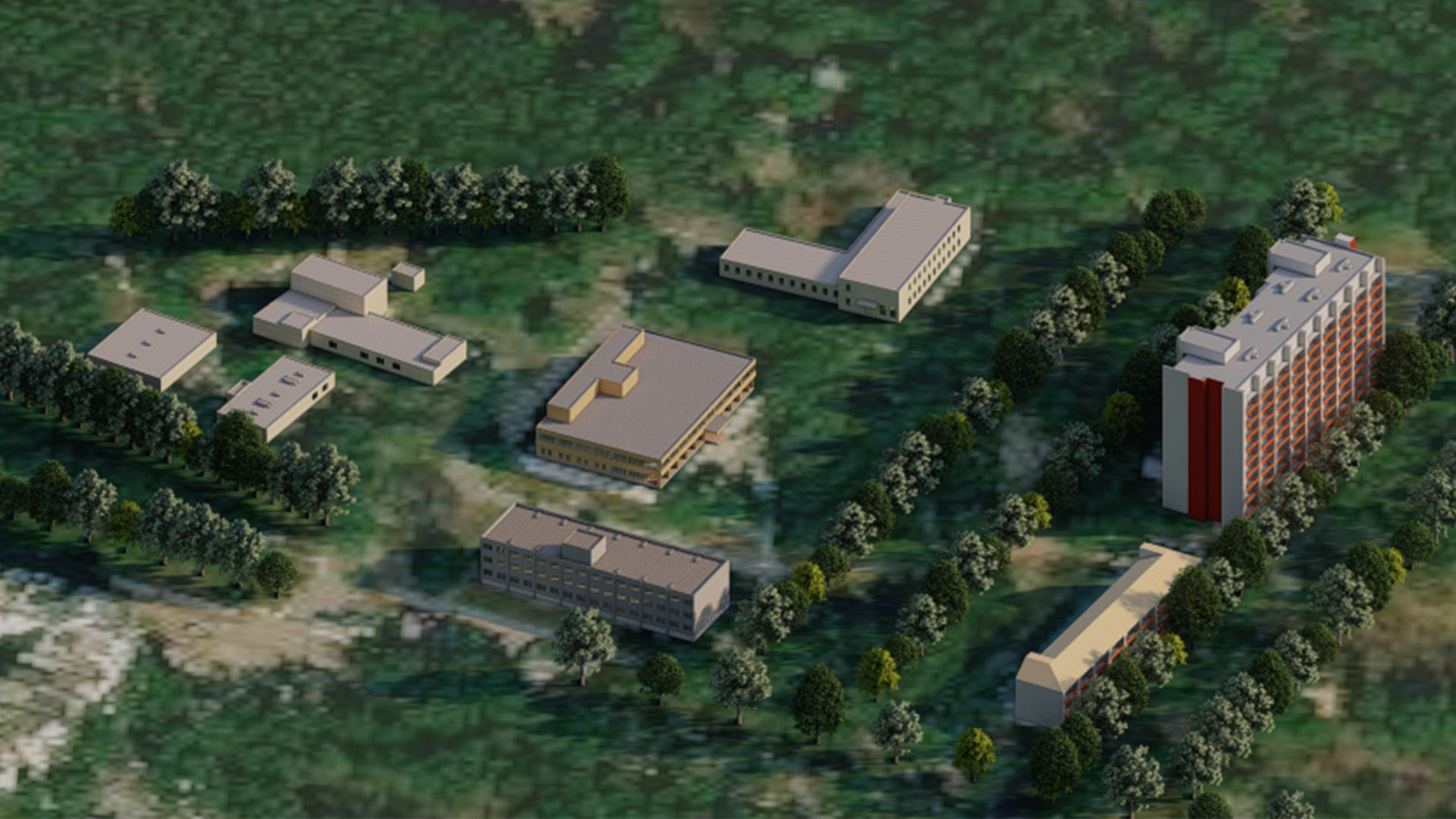 building set Irpin military hospital multi storey building 3D model ...