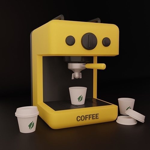 3D model Stylized Coffee Machine VR / AR / low-poly | CGTrader