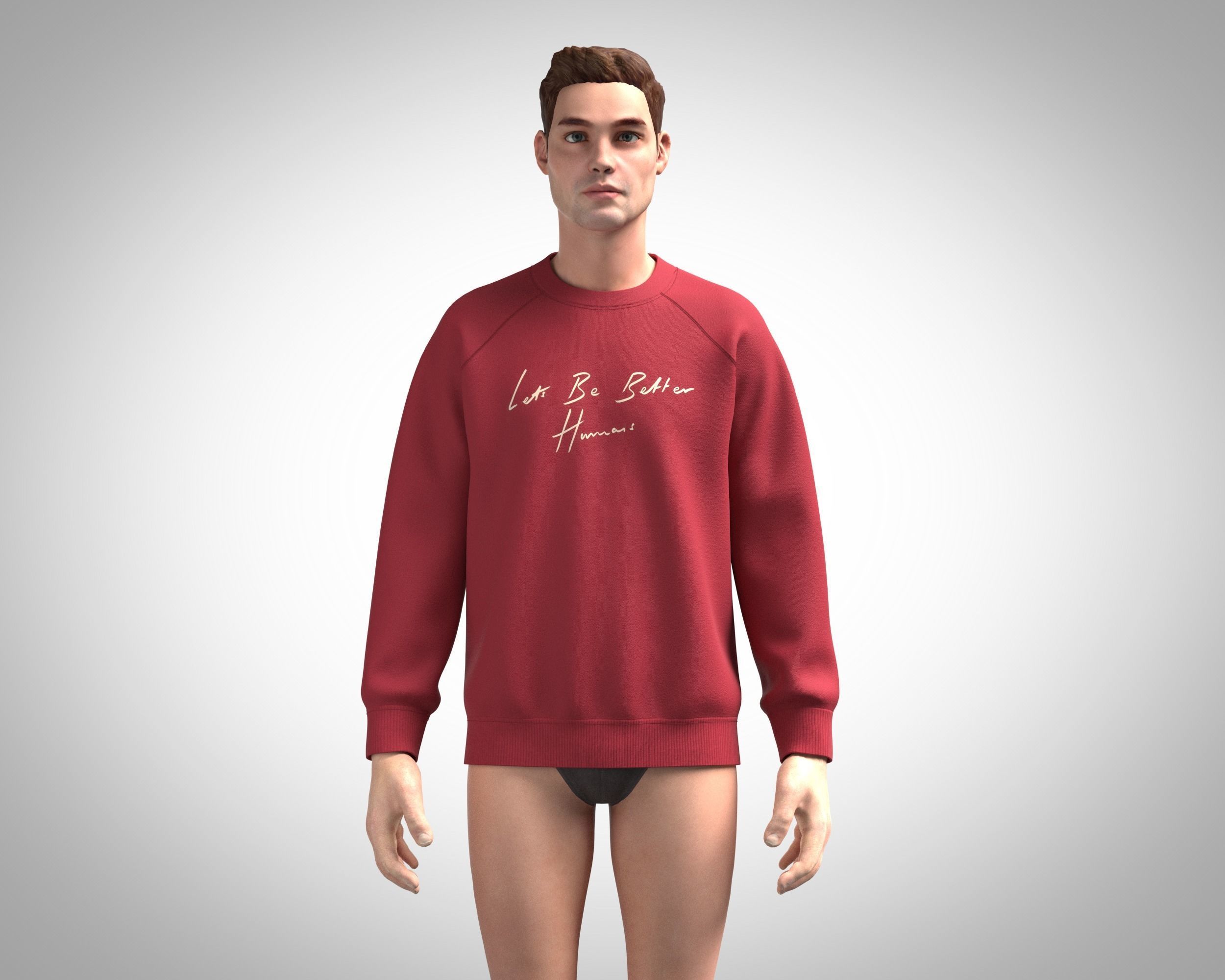 Mens Sweatshirt-Script Slogan Lettering 3D model | CGTrader
