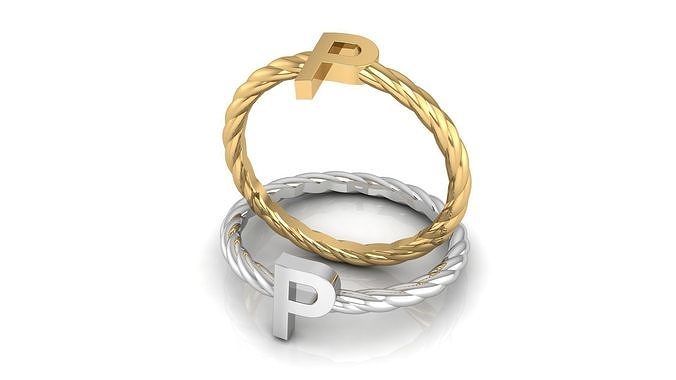 Alphabet Rope Ring P 3D model 3D printable | CGTrader