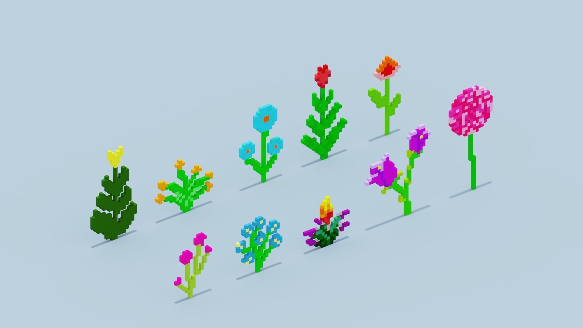 3D model Minecraft Flowers VR / AR / low-poly | CGTrader