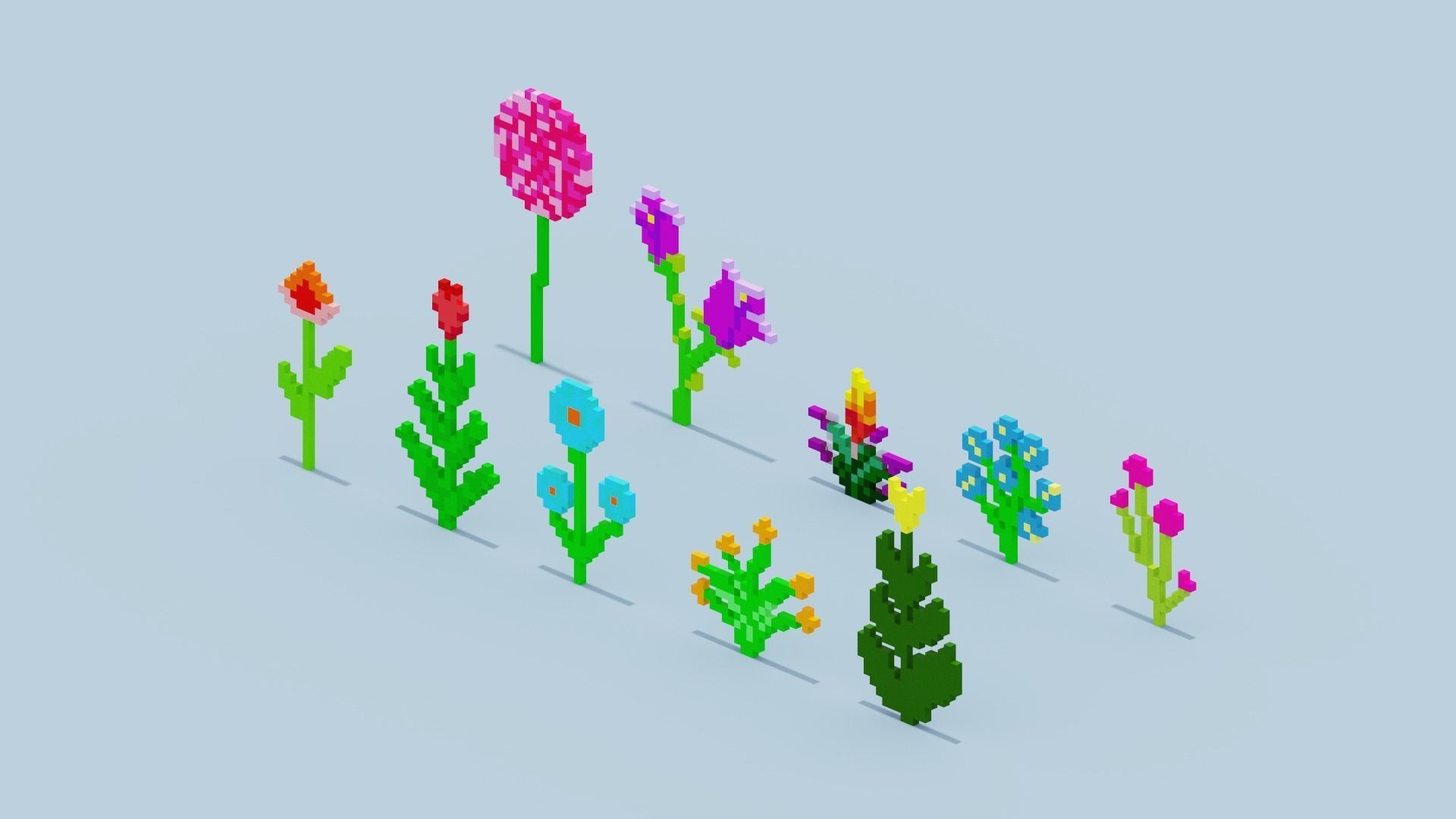 3D model Minecraft Flowers VR / AR / low-poly | CGTrader