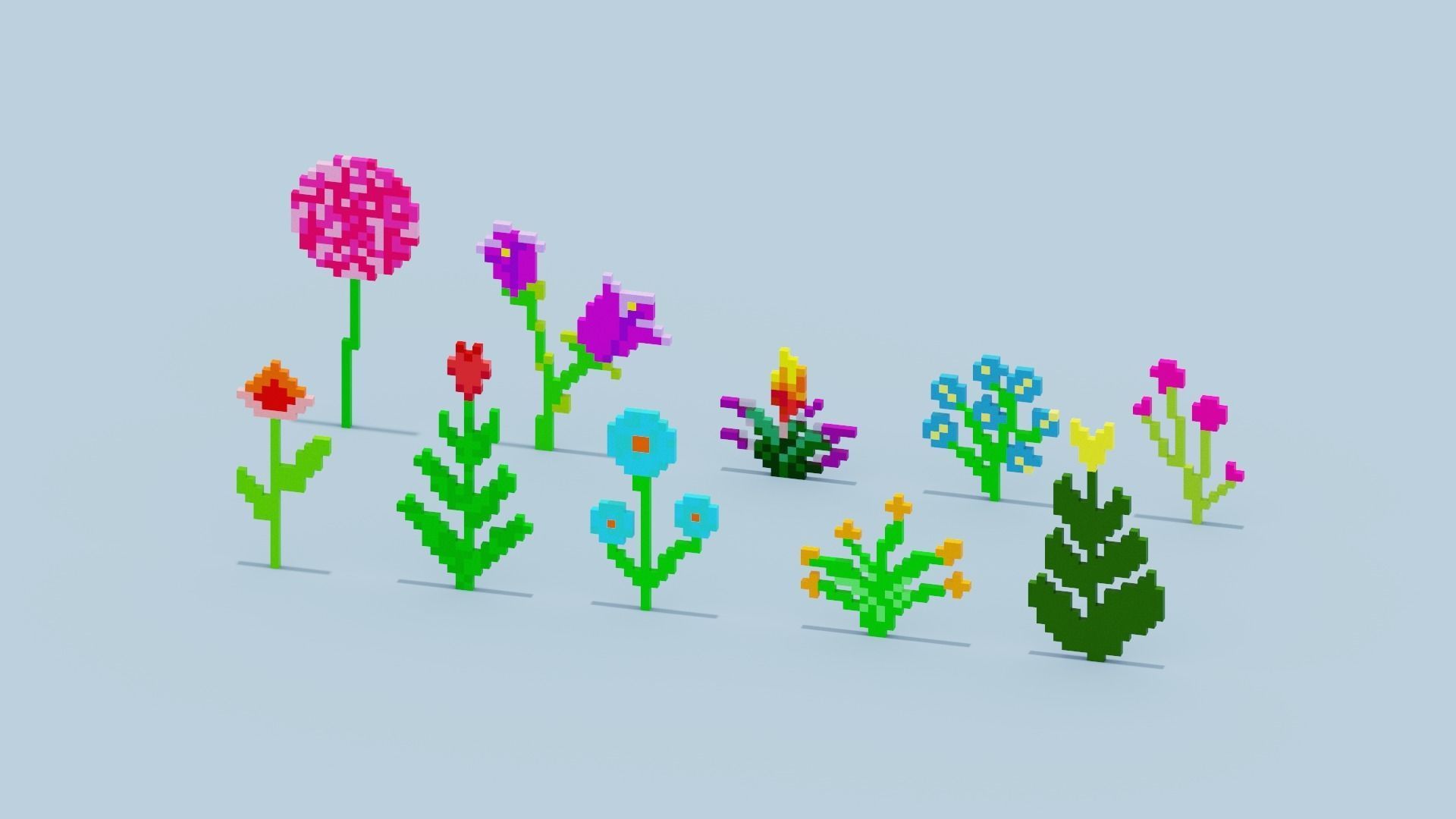3D model Minecraft Flowers VR / AR / low-poly | CGTrader