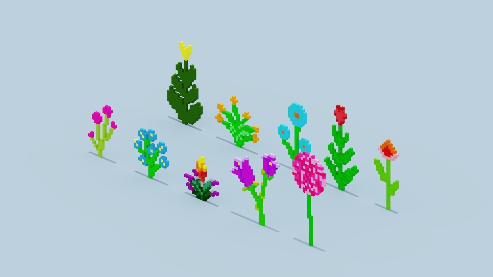 3D model Minecraft Flowers VR / AR / low-poly | CGTrader