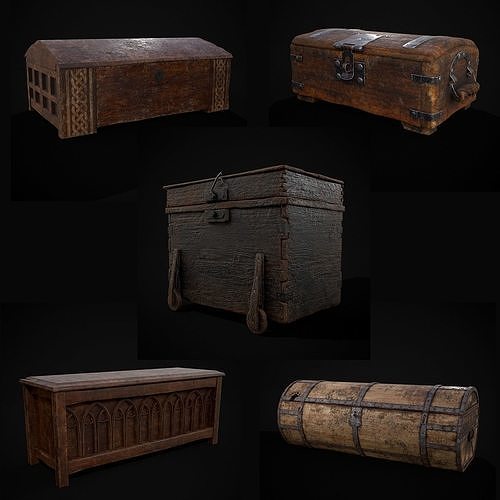 3D Model Collection Medieval Chests Pack One VR / AR / low-poly | CGTrader