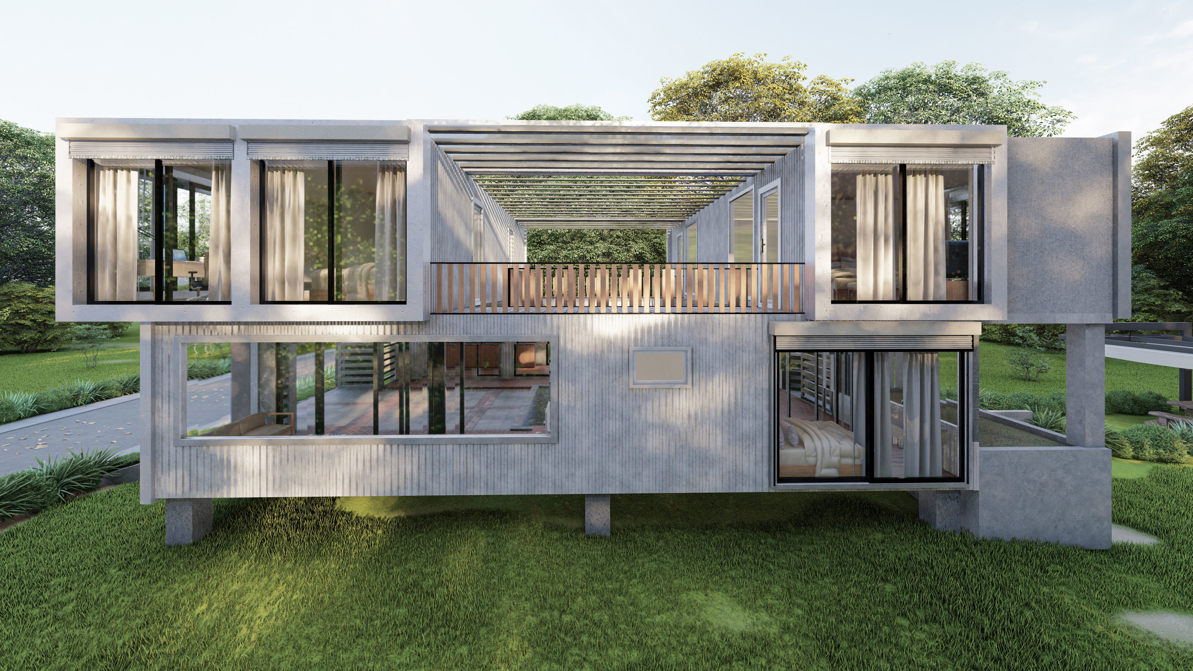 40 ft Five Container Two Story House 3D Model 3ds Max 3D model | CGTrader