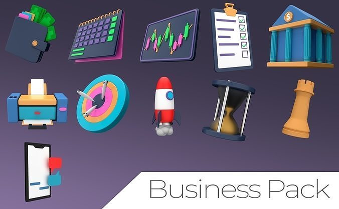 3D model Business 3D Pack Icons 3D model VR / AR / low-poly | CGTrader