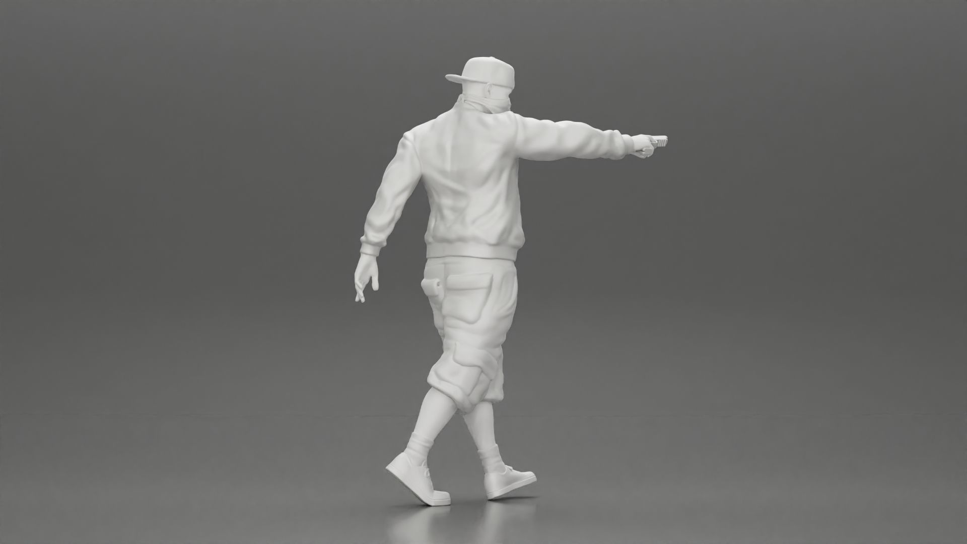 gangster homie in mask walking and holding gun sideways 3D model 3D ...