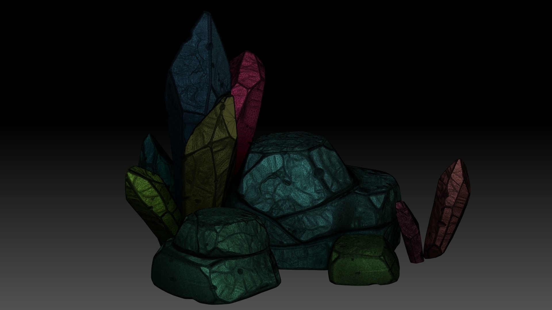 stylized rocks and crystals 3D model | CGTrader