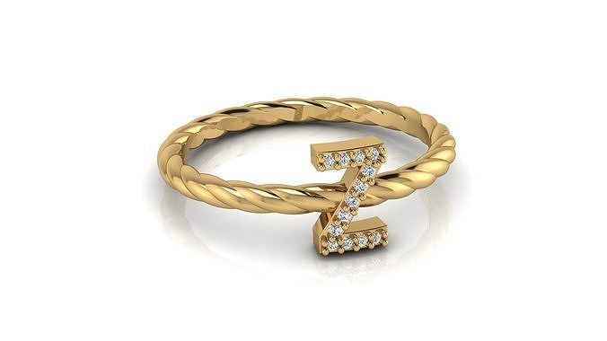 Alphabet Rope Diamond Ring Z 3D model 3D printable | CGTrader