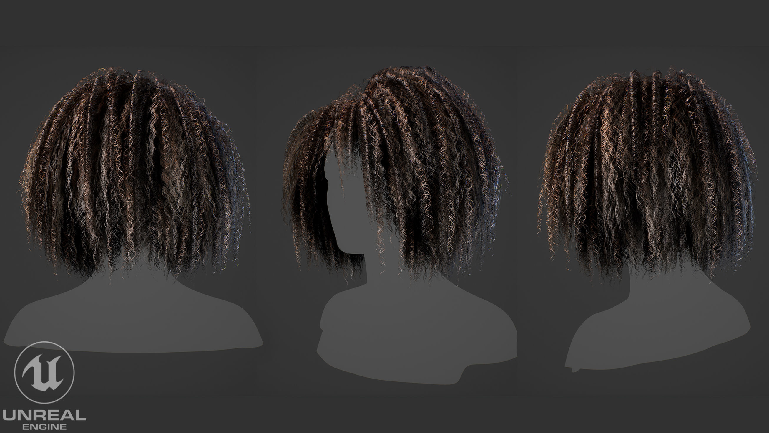 3D model Low Poly Cards Game-ready Hairstyle Afro VR / AR / low-poly ...