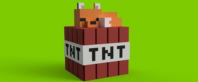 HUCHA ALCANCIA DE ZORRO DE MINECRAFT SOBRE TNT 3D model 3D printable | CGTrader