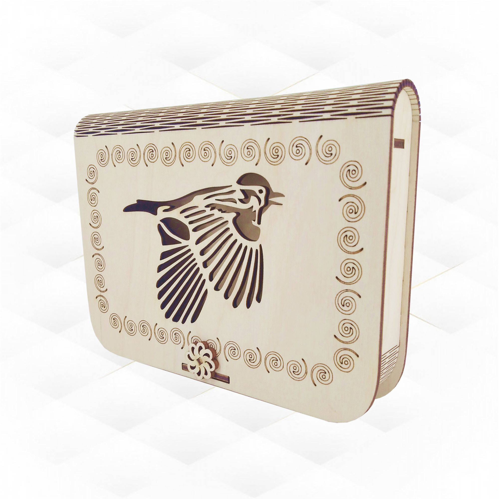 Gift box with Bird pattern laser cut design Svg dxf files 3D model 3D ...