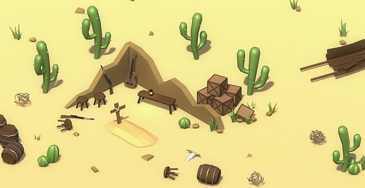 low poly western pack 3D model | CGTrader