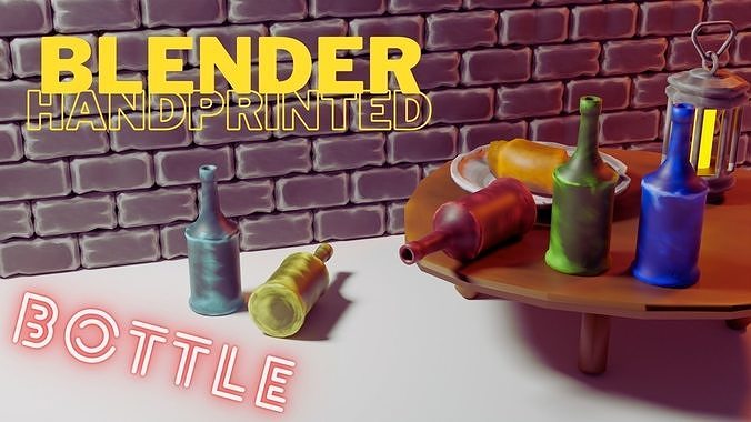 Blender - Handpainted bottle - 01 3D model | CGTrader