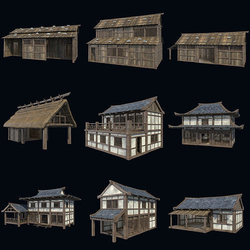 3D model ASIAN JAPAN ORIENTAL INDUSTRIAL CITY BUILDING HOUSE COLLECTION ...