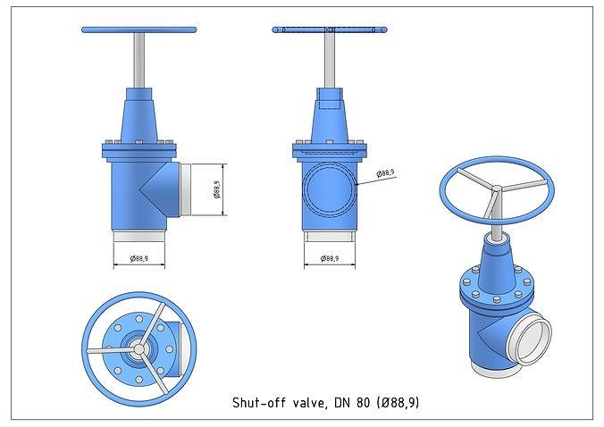 Shut-off valve DN80 3D model | CGTrader