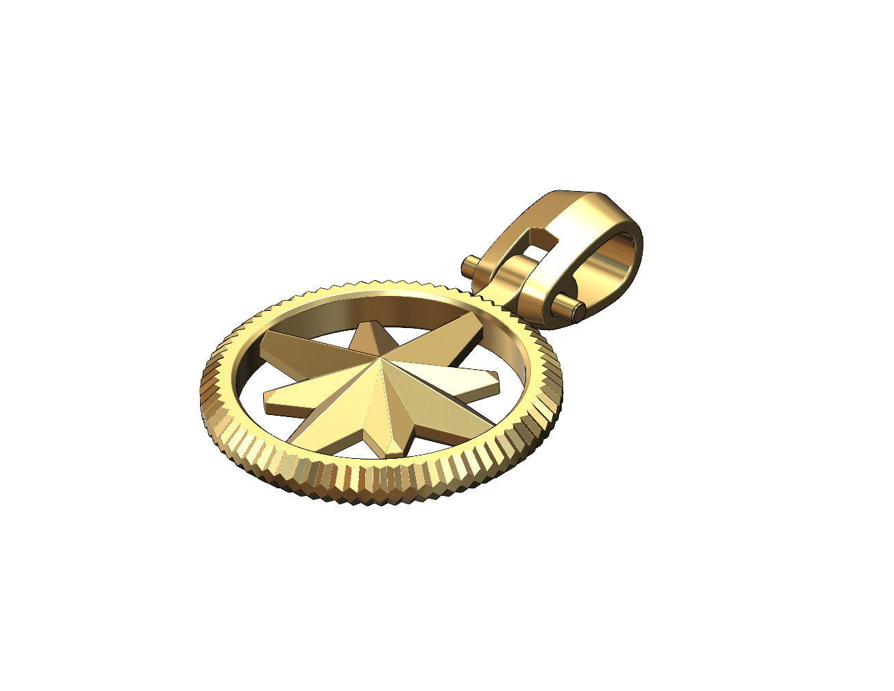 Fluted bezel compass pendant with bail 3D model 3D printable | CGTrader