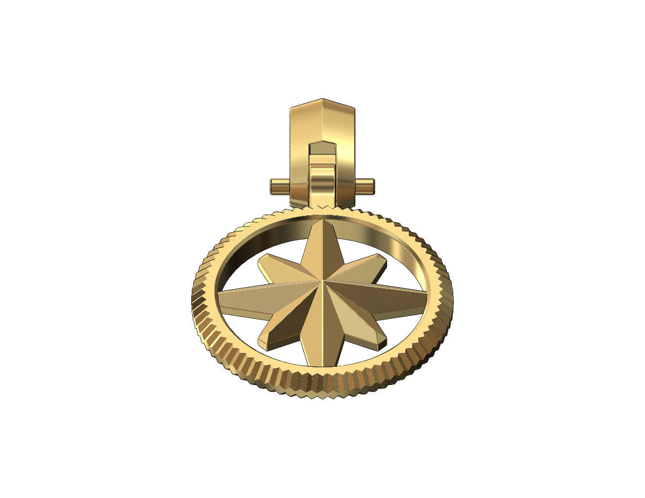 Fluted bezel compass pendant with bail 3D model 3D printable | CGTrader