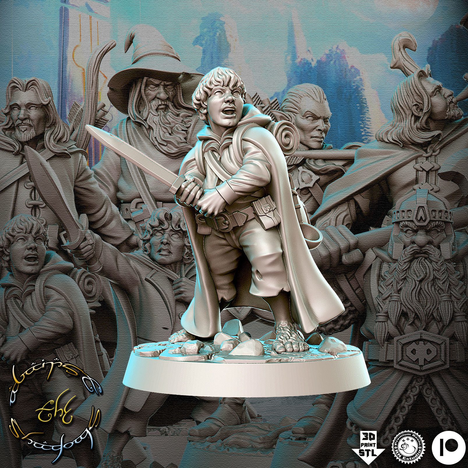 Sam The Hobbit The Lord of the Rings LOTR 32mm Pre-supported 3D model ...