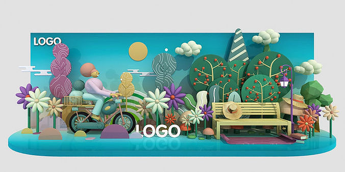 Cartoon Art Exhibition Window display 3D model | CGTrader