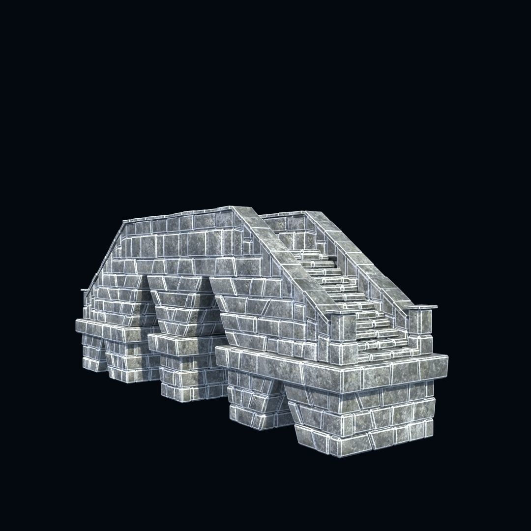 3D model BRIDGE AZTEC MAYAN INCA STONE PLATFORM STAIRS COLLECTION VR ...