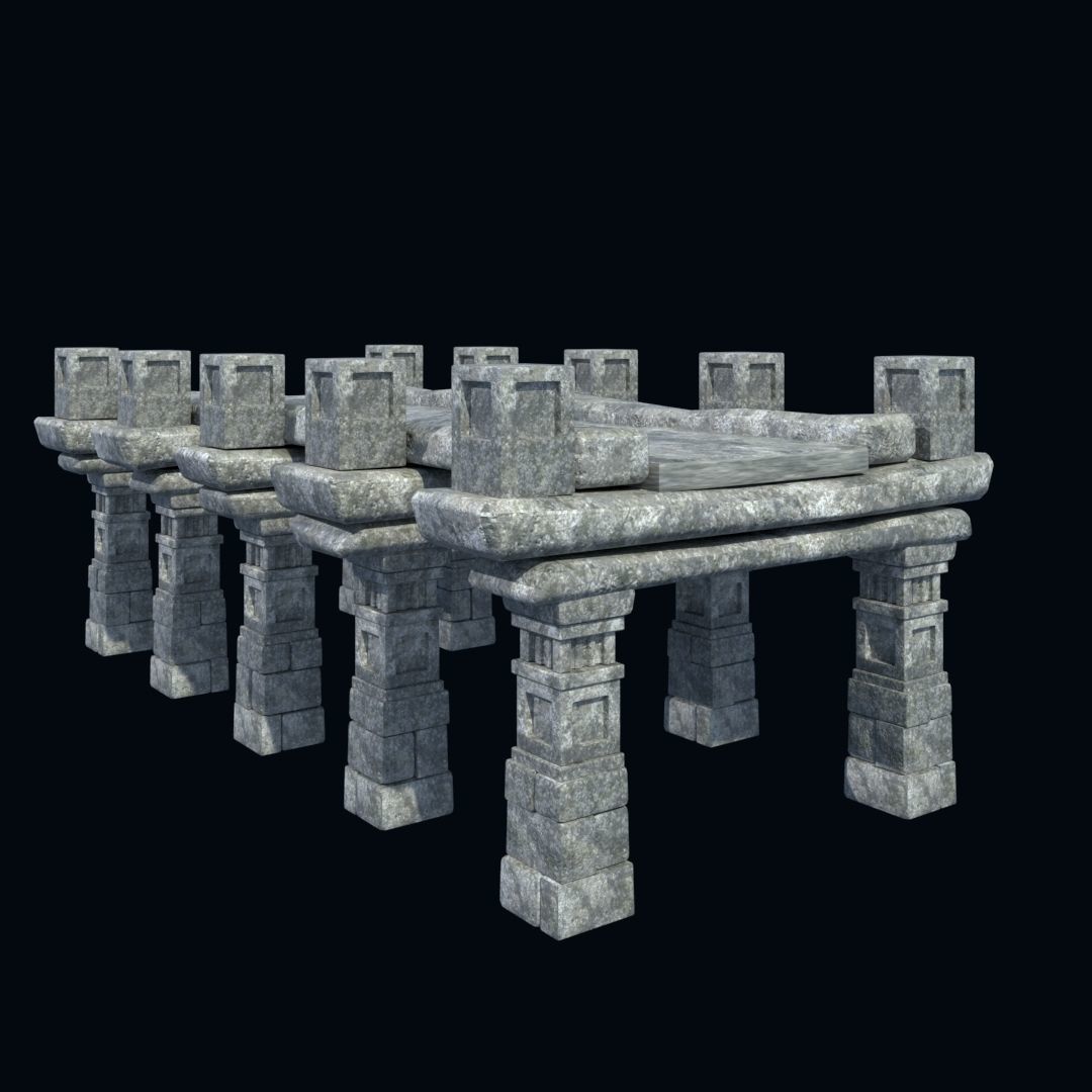 3D model BRIDGE AZTEC MAYAN INCA STONE PLATFORM STAIRS COLLECTION VR ...