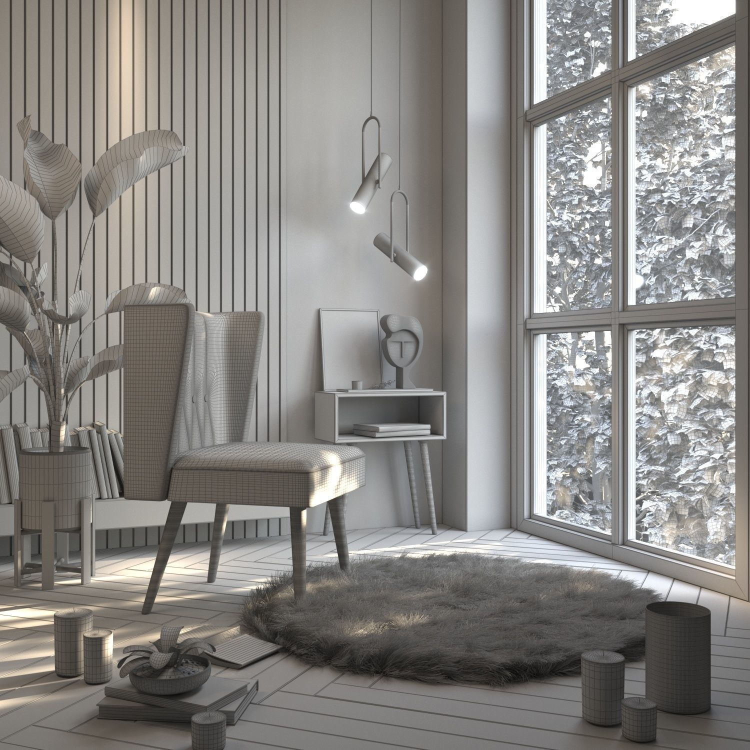 Sitting place in the corner of the room 3D model | CGTrader