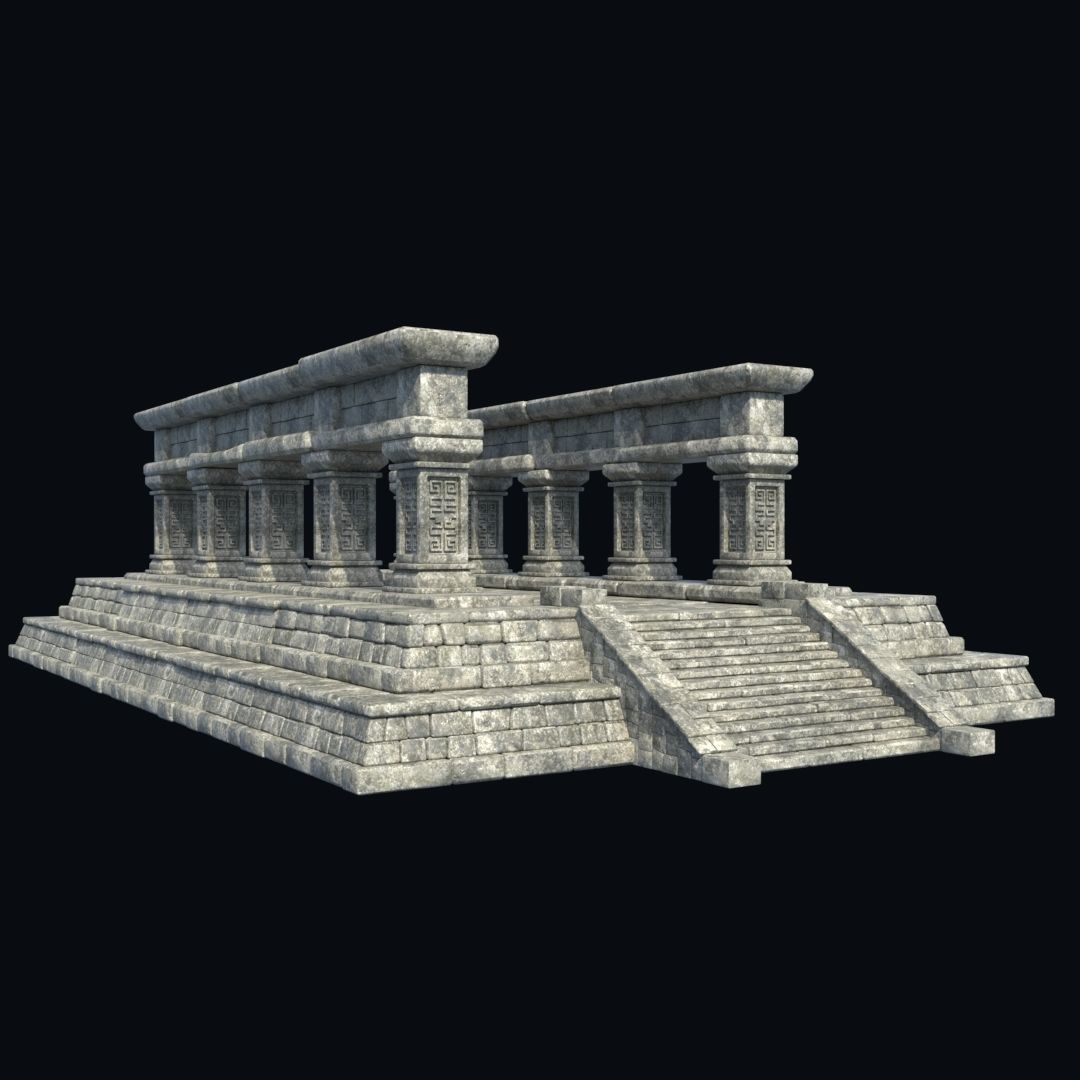 3D model TEMPLE ANCIENT AZTEC MAYAN INCA STONE PLATFORM STAIRS ...