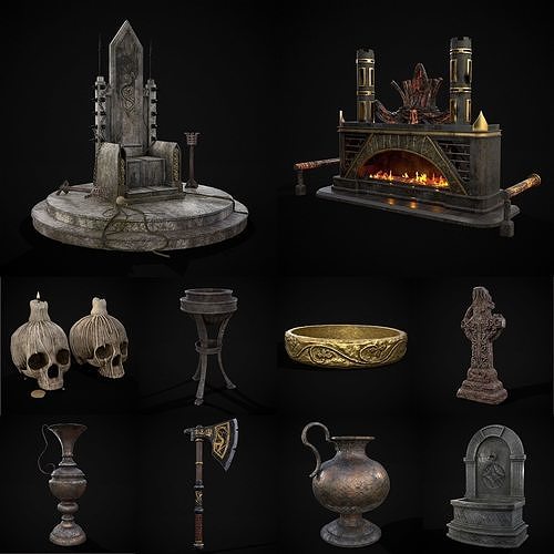 3D Model Collection Gothic Dungeon Props Mix VR / AR / low-poly | CGTrader