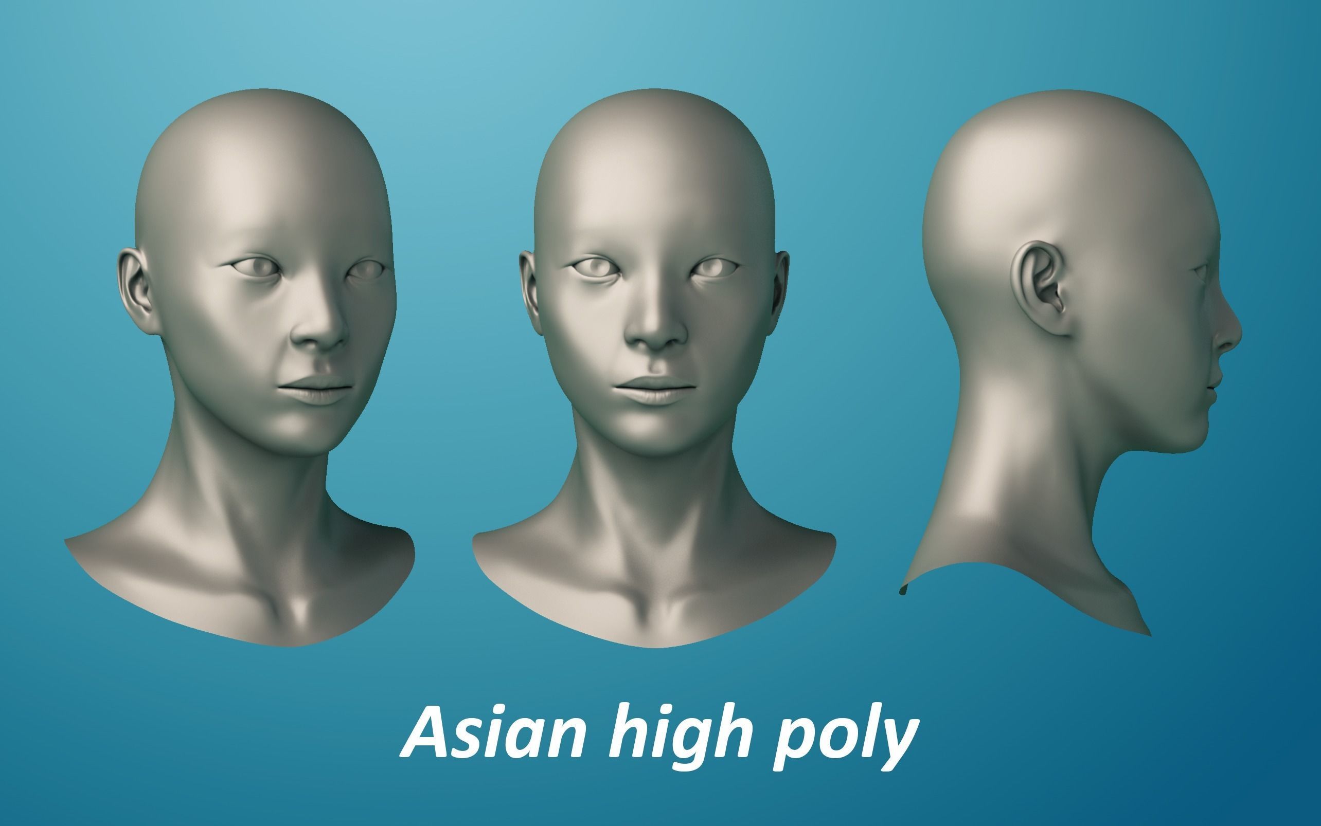 3D model 3 Female base heads VR / AR / low-poly | CGTrader