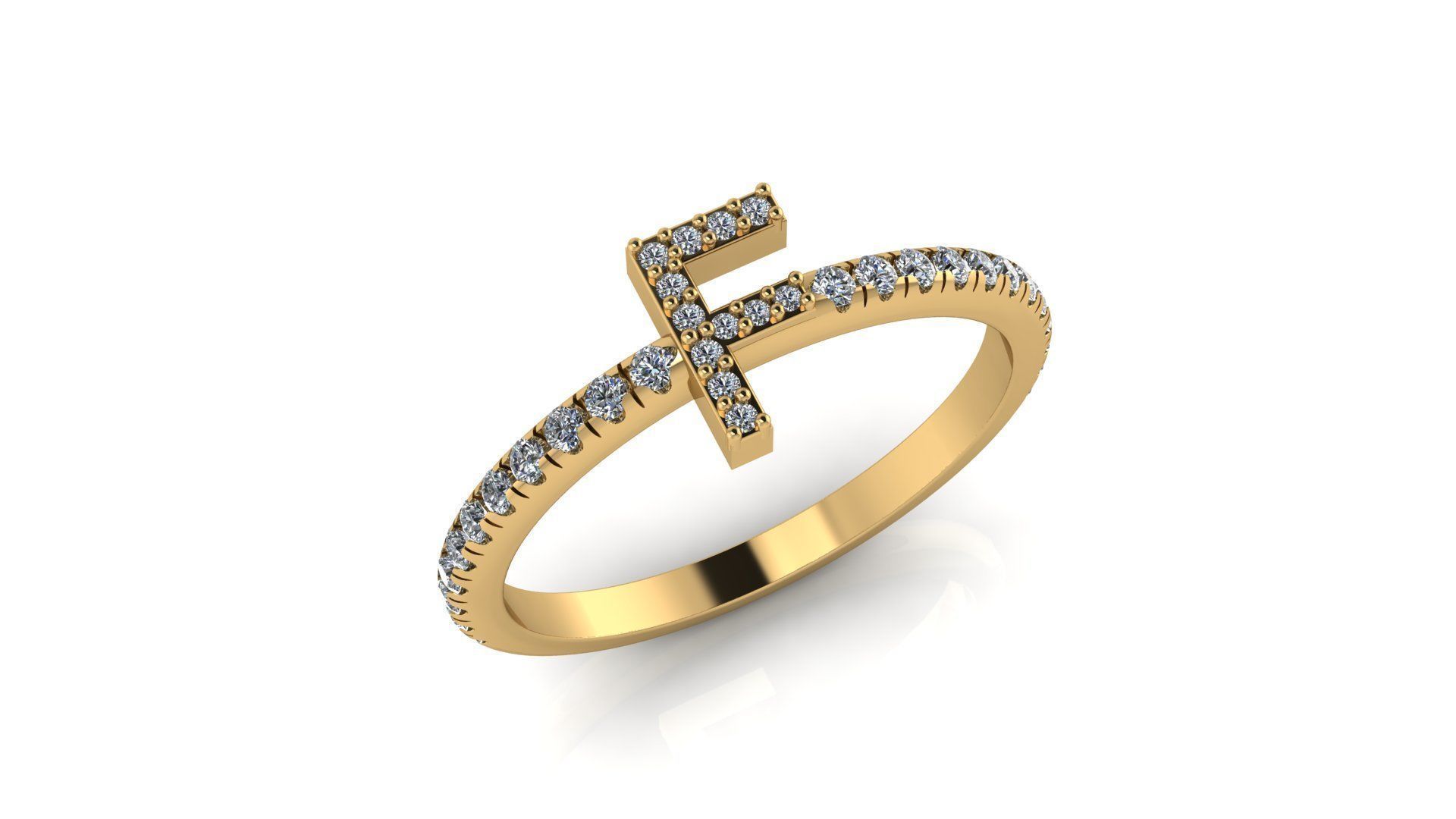 Alphabet Diamond Rings F 3D model 3D printable | CGTrader