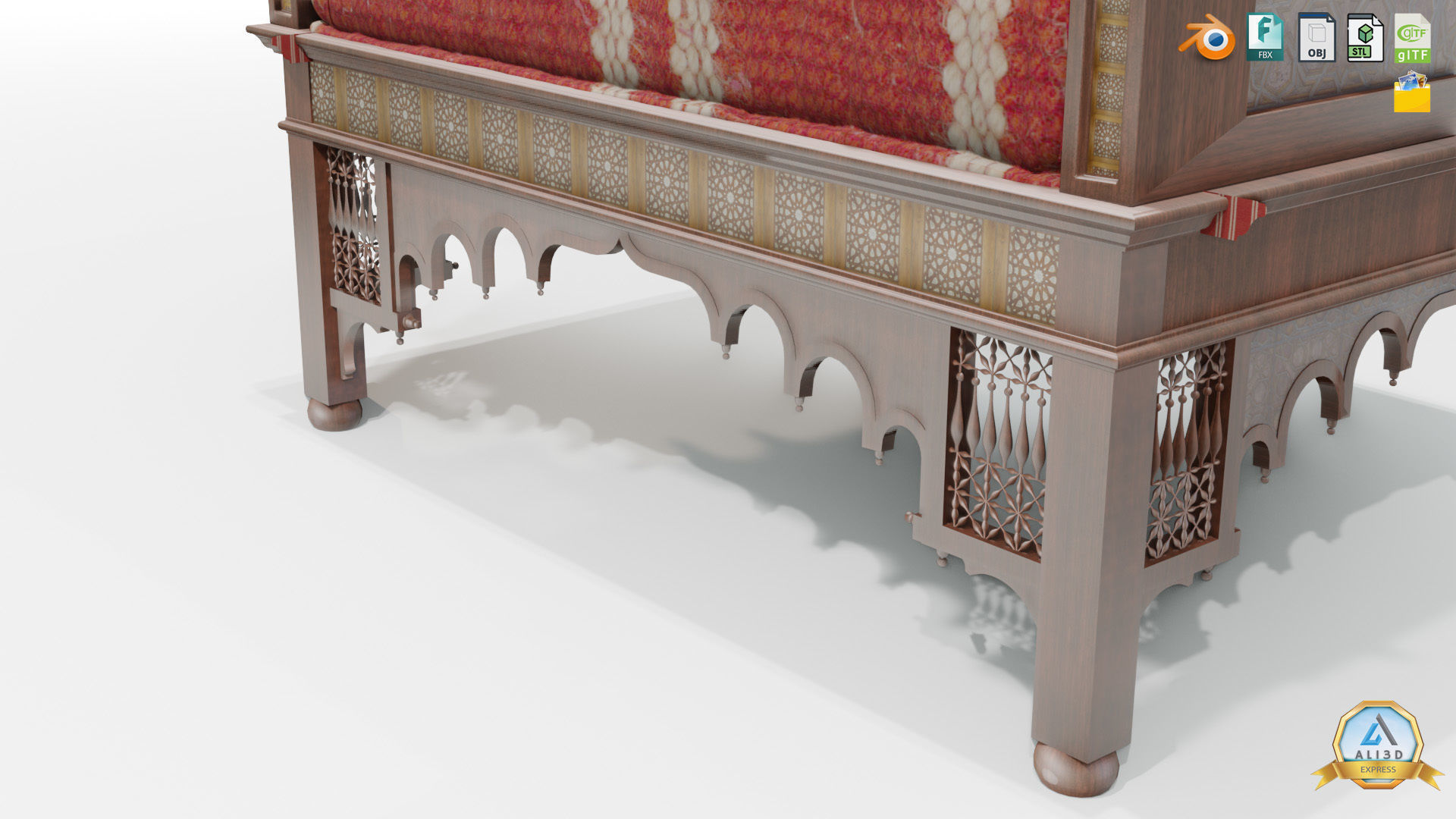 Stylized Sofa chair couch with Wooden patterns 3D model | CGTrader