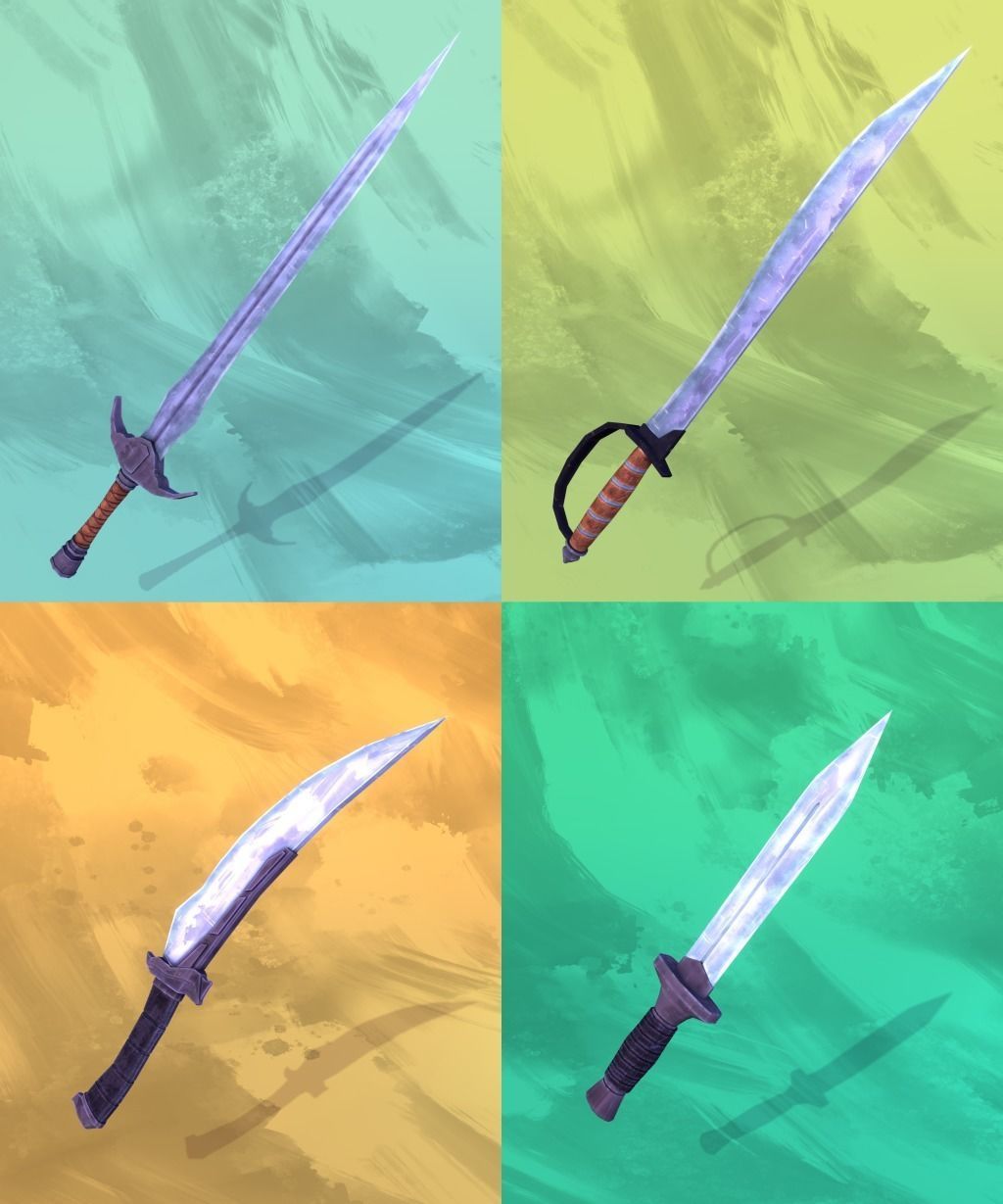 3D model Stylized Swords and Knives Pack VR / AR / low-poly | CGTrader
