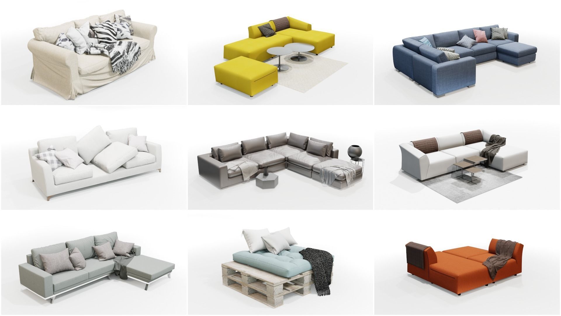 Collection of 10 Modern Couch Sofas for Architecture Design | CGTrader
