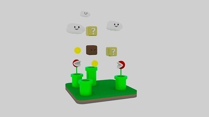 Stylized Super Mario Diorama free VR / AR / low-poly 3D model | CGTrader